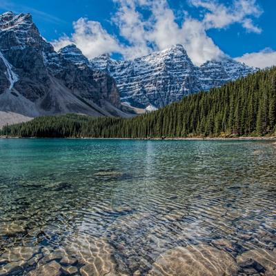 Clean lake mountains range trees nature wallpaper background - KDE Store