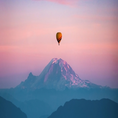 Air balloon flight mountain sunset clean sky wallpaper - KDE Store