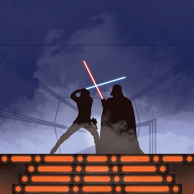 Star Wars The Empire Strikes Back fight silhouette wall - KDE Store