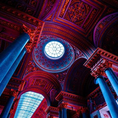 Interior red colored dome architecture dome wallpaper - KDE Store