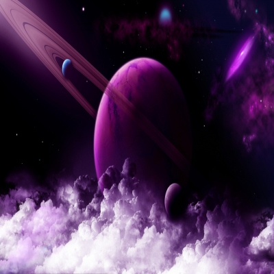 Planet ring purple clouds fantasy space art wallpaper - KDE Store