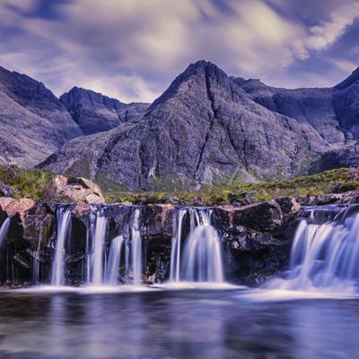 Waterfalls cloudy purple sky river stream water flow - KDE Store
