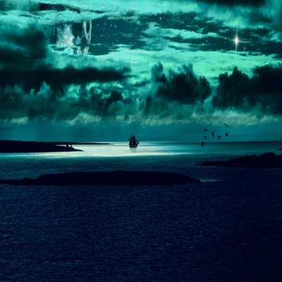 Clouds body of water sea night fantasy wallpaper - KDE Store