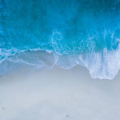 Beach sea shore blue water sea waves aerial view wall - KDE Store