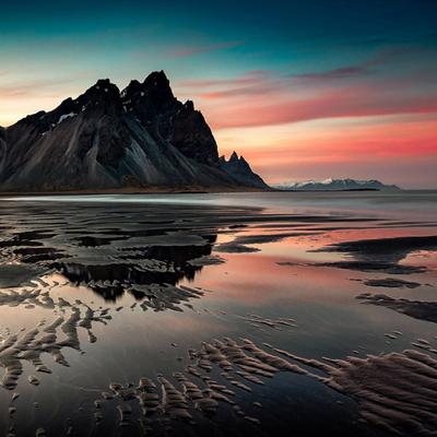 Sunset Mountains Sea Coast Sand Desktop - KDE Store