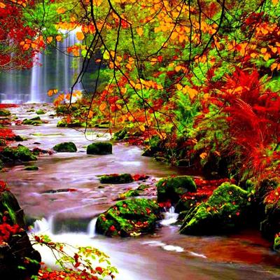 Autumn scenery stream river in autumn - KDE Store