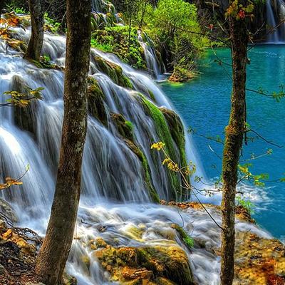 Waterfall Trees Lake Wallpaper - KDE Store