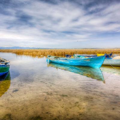 Lake Boats Sedge Reed Sky With Cloud Summer - KDE Store