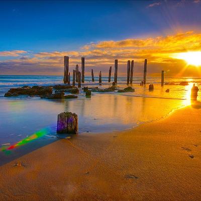 Sunrise Sun Rays Sandy Beach - KDE Store