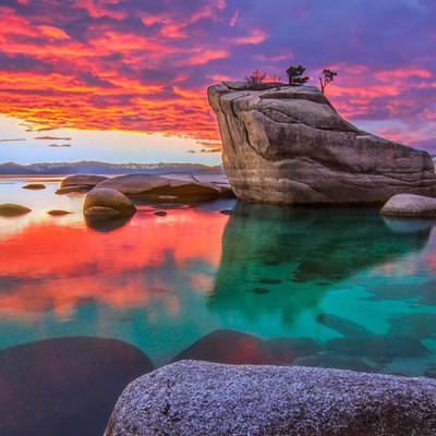 Sunset on Lake Tahoe from Bonsai Rock - KDE Store