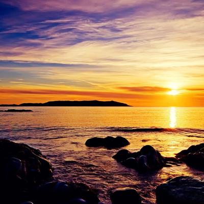 Sunset Beach Sea Horizon Orange Sky - KDE Store