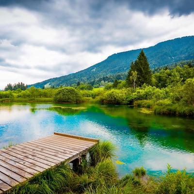Mountain Platform On Shore And Thick Green Grass - KDE Store