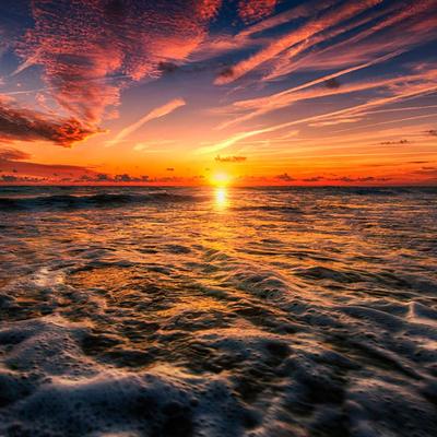 Sunset Colorful Sky With Red Clouds Sea - KDE Store