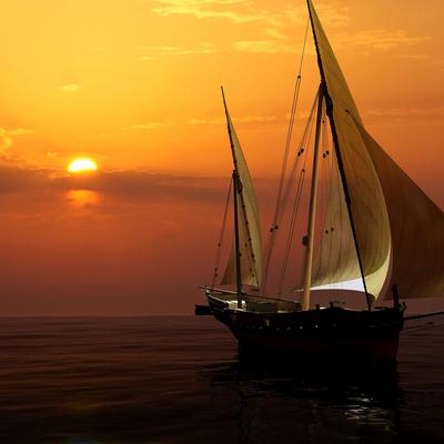 Silhouette of Boat on Sea During Sunset Full HD - KDE Store