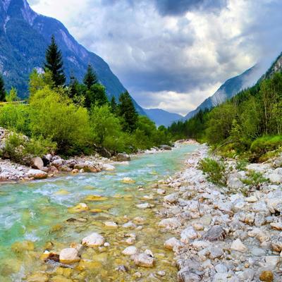 River Sunset Nature Mountain Landscape - KDE Store