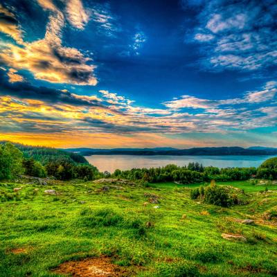 Lakes Trees Green Grass Mountains - KDE Store