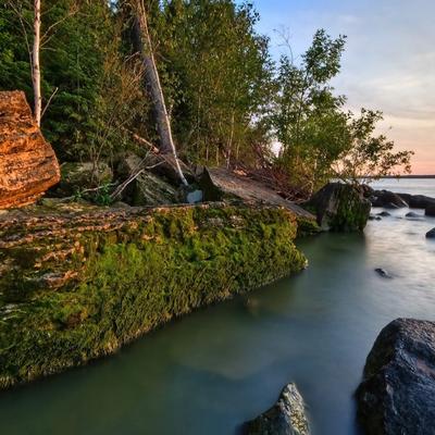 Tranquil Lake Trees Rocks Mountains - KDE Store