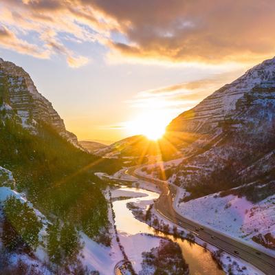 Mountains Sun and River - KDE Store