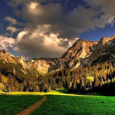 Mountain Meadow Path Noise Cloud Hd Wallpaper - KDE Store