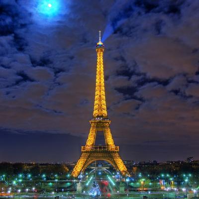 Eiffel Tower At Night With Moon - KDE Store