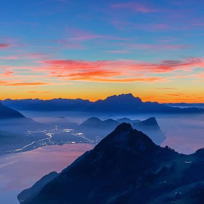 Mountains peaks Sunset - KDE Store