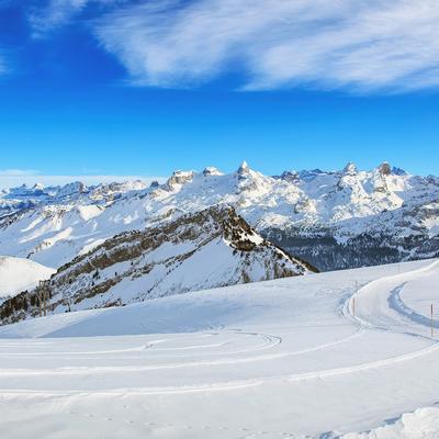 Winter road peak alpine blue sky - KDE Store