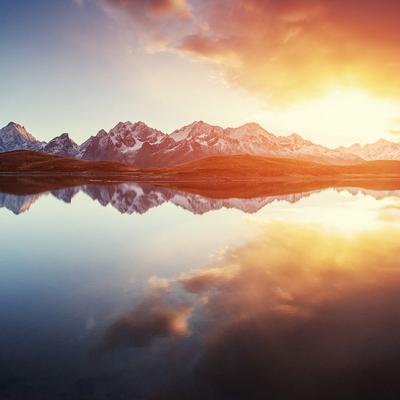 Sunrise mountains lake reflections - KDE Store