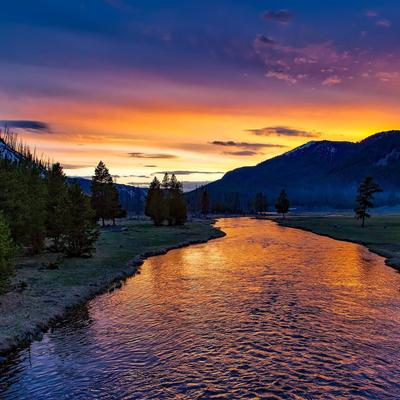 Yellowstone National Park Wyoming Usa River Sunset Twilight - KDE Store