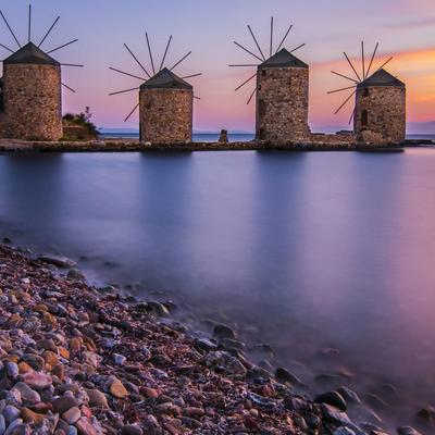 Windmills In Chios Aegean Sea Greece 4k Ultra Hd Desktop - KDE Store