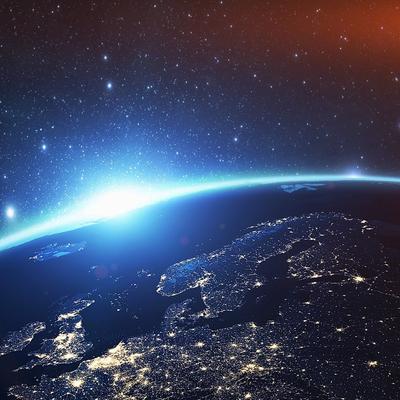 Space Blue Earth Europe Night - KDE Store