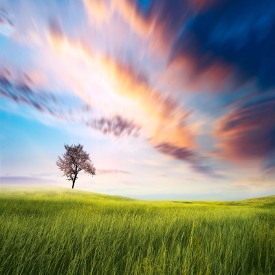 Beautiful green grassland clouds sunset - KDE Store