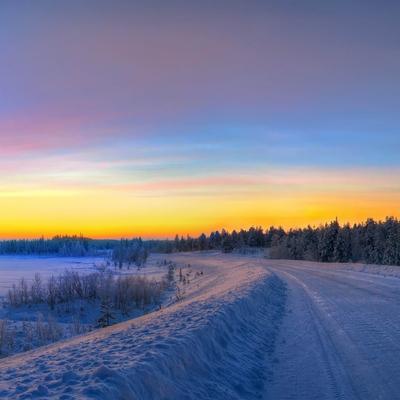 sunset winter road landscape-Nature - KDE Store