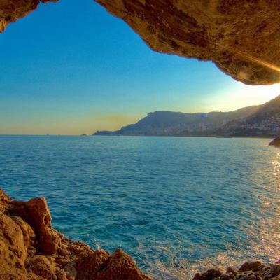 Sunset sea cave Nature landscape - KDE Store