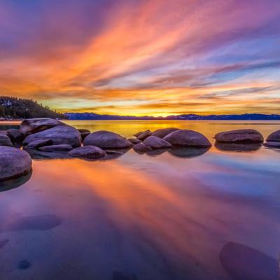 Lake Rock Sundown Red Sky - KDE Store