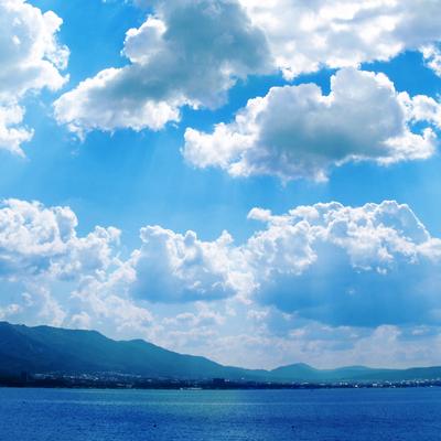 Blue Sea Under Blue Sky and White Clouds - KDE Store