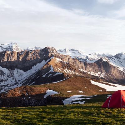 Snow Mountain Morning Camping Emmetten - KDE Store