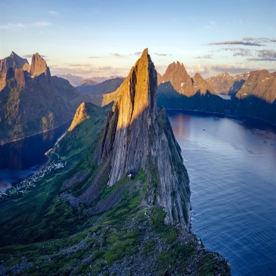 Coast Mountain Peak Sunlight Senja Norway 5K - KDE Store