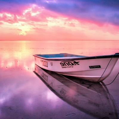 Beautiful Summer Sunset Lake Boat ReflectionBest cameras - KDE Store
