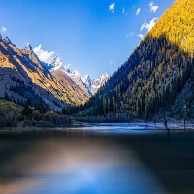 China Tibet tranquil lake snow mountain sunshi.. - KDE Store