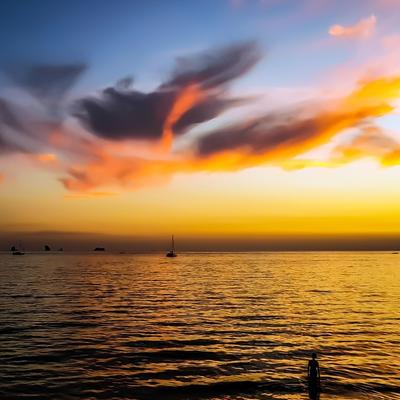 Ocean Sailing Sunset Skyline Landscape - KDE Store