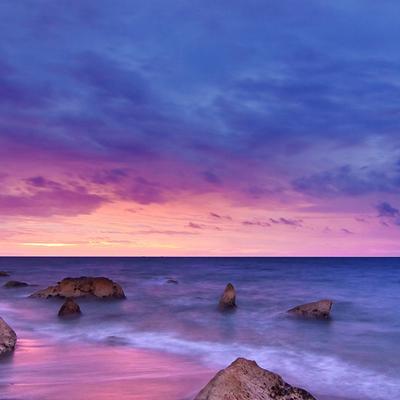 Ocean sunset rocky horizon landscape Ocean_sunset_rocky_hori - KDE Store