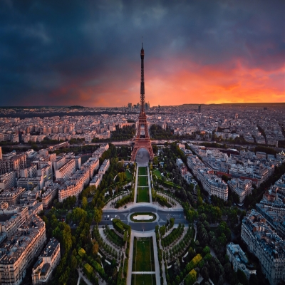 Eiffel Tower Sunset Champ de Mars Paris - KDE Store