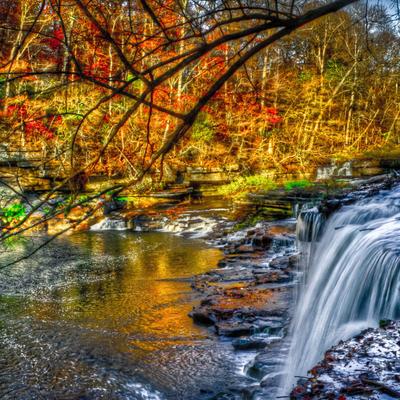 Beautiful Cascading Waterfall Fall River Forest Tree - KDE Store
