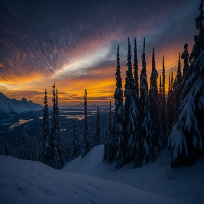 sunset landscape winter tree - KDE Store