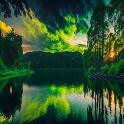 Green clouds sunset - KDE Store