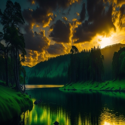 Green clouds sunset - KDE Store