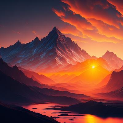 Majestic Sunset Behind Mountain - KDE Store