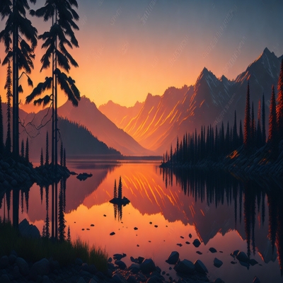 Sunset Landscape with Lake - KDE Store