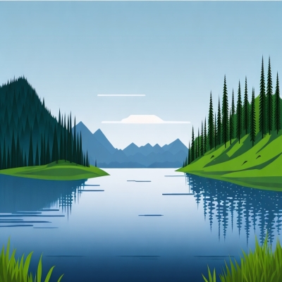 Lake landscape vector - KDE Store