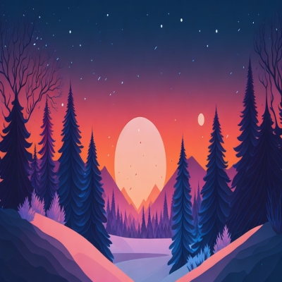 Evening winter tree wallpaper - KDE Store